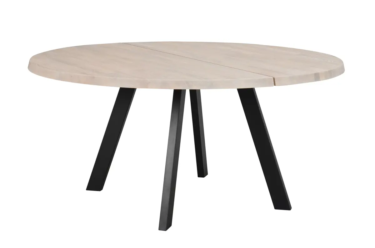 Fred dining table, Whitewash/black, 160x160 cm | Rowico Home