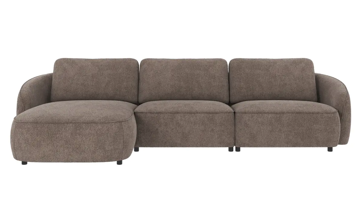 Norris 4-seater sofa chaise longue Left, Greg #7 dark beige, 319x162x80 ...